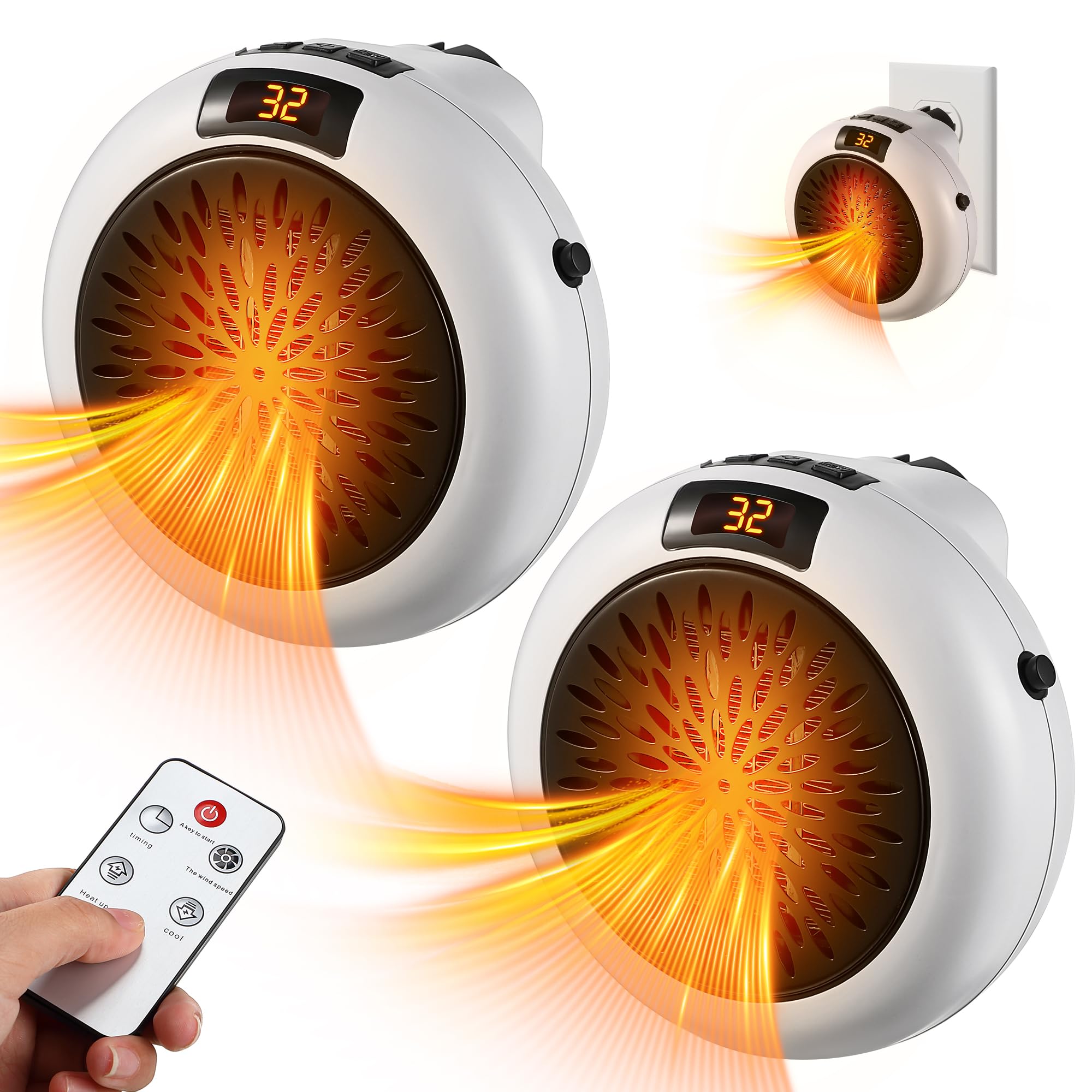 Meonum 2 Pack Small Space Heater, 500W Portable Electric Small Heater ...