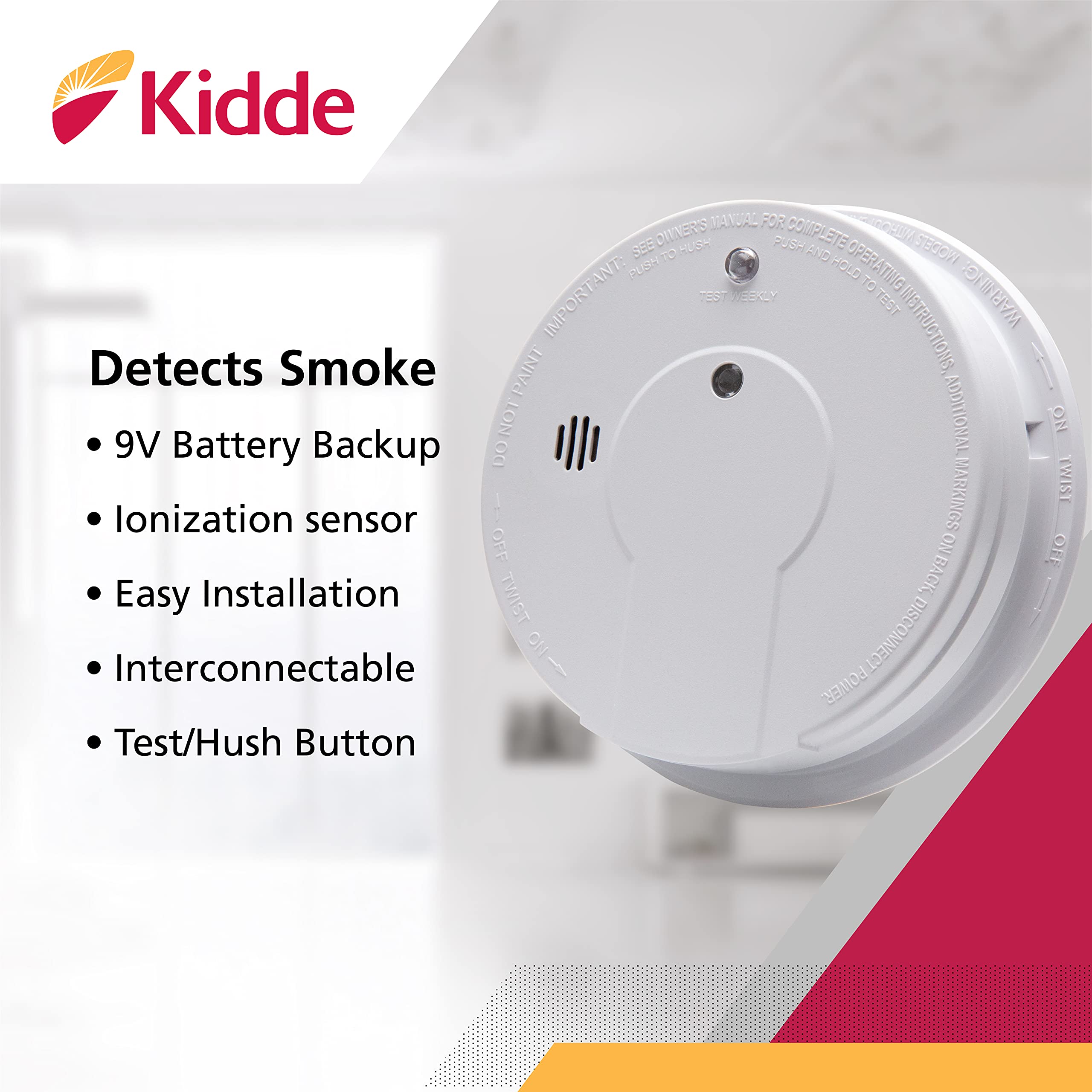 Mua Kidde Smoke Detector, Hardwired Smoke Alarm with 9-Volt Battery ...