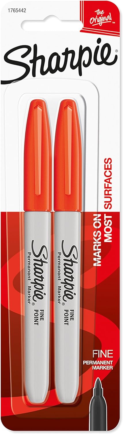 Sharpie Permanent Markers, Fine Point, Orange, 2-Pack (1765442): Amazon ...