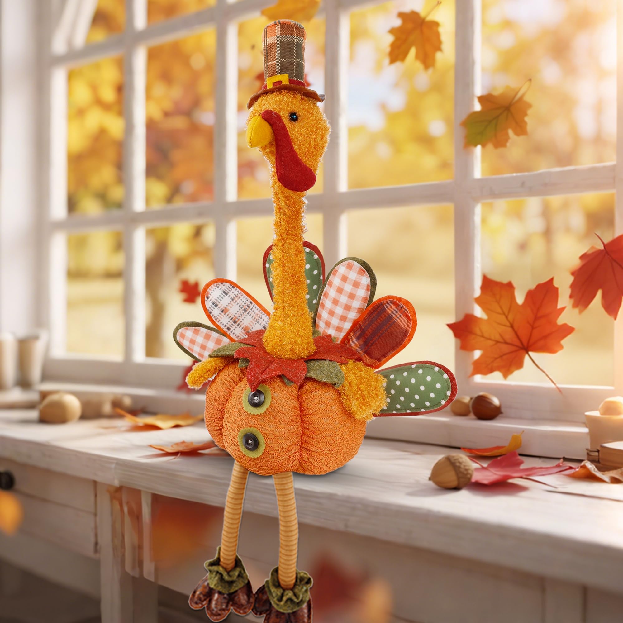 winemana Thanksgiving Decoration 31.5" x 18.5" Plush Turkey with ...
