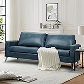 Amazon.com: Esright Leather Sofa Couch 79" Wide, Mid Century Modern ...