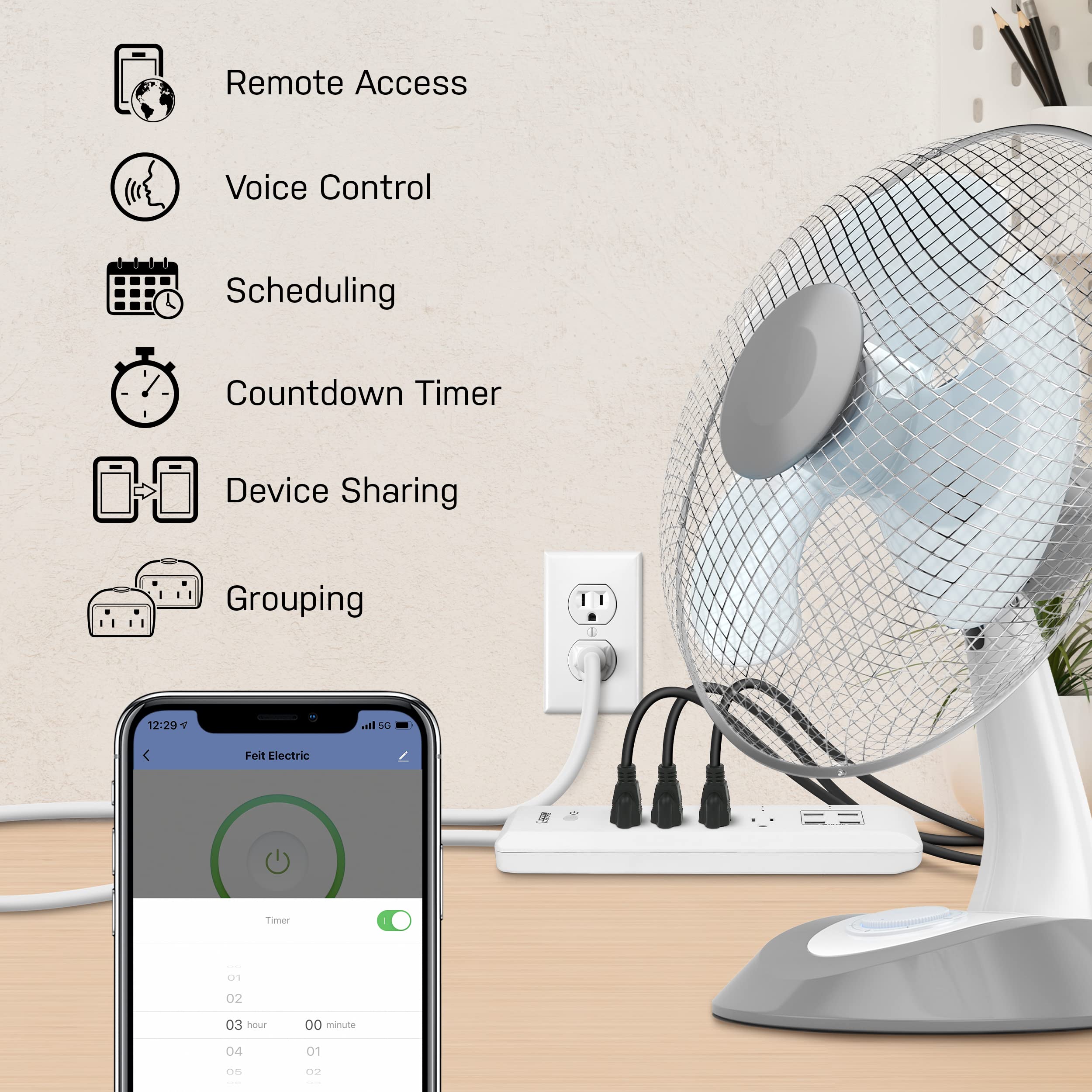 Mua Feit Electric Smart Power Strip, 4 Outlets + 4 USB Ports, Voice ...