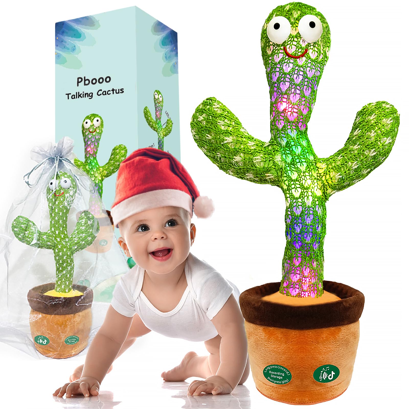 Pbooo [Update Volume Adjustable Dancing Talking Cactus Mimicking Toy ...