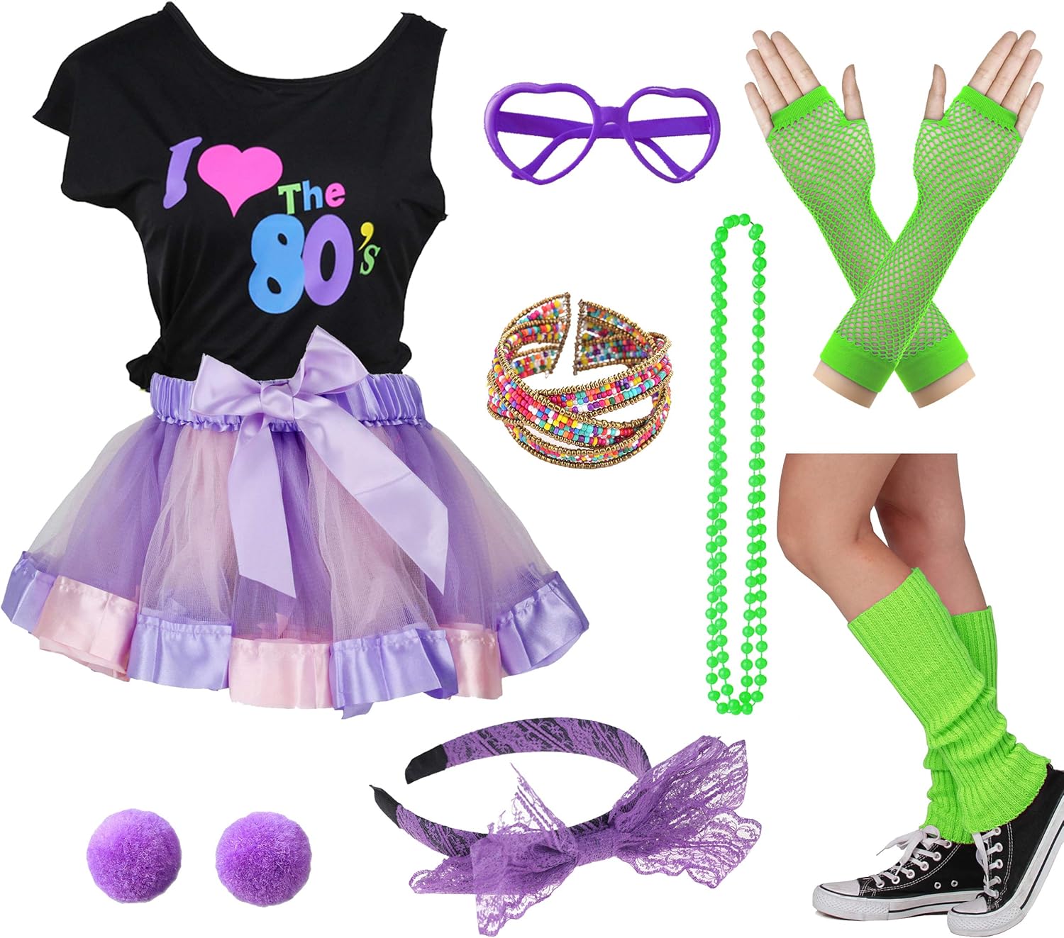 Amazon.com: Child Girl I Love The 80s T-Shirt Rainbow Tutu Skirt for ...