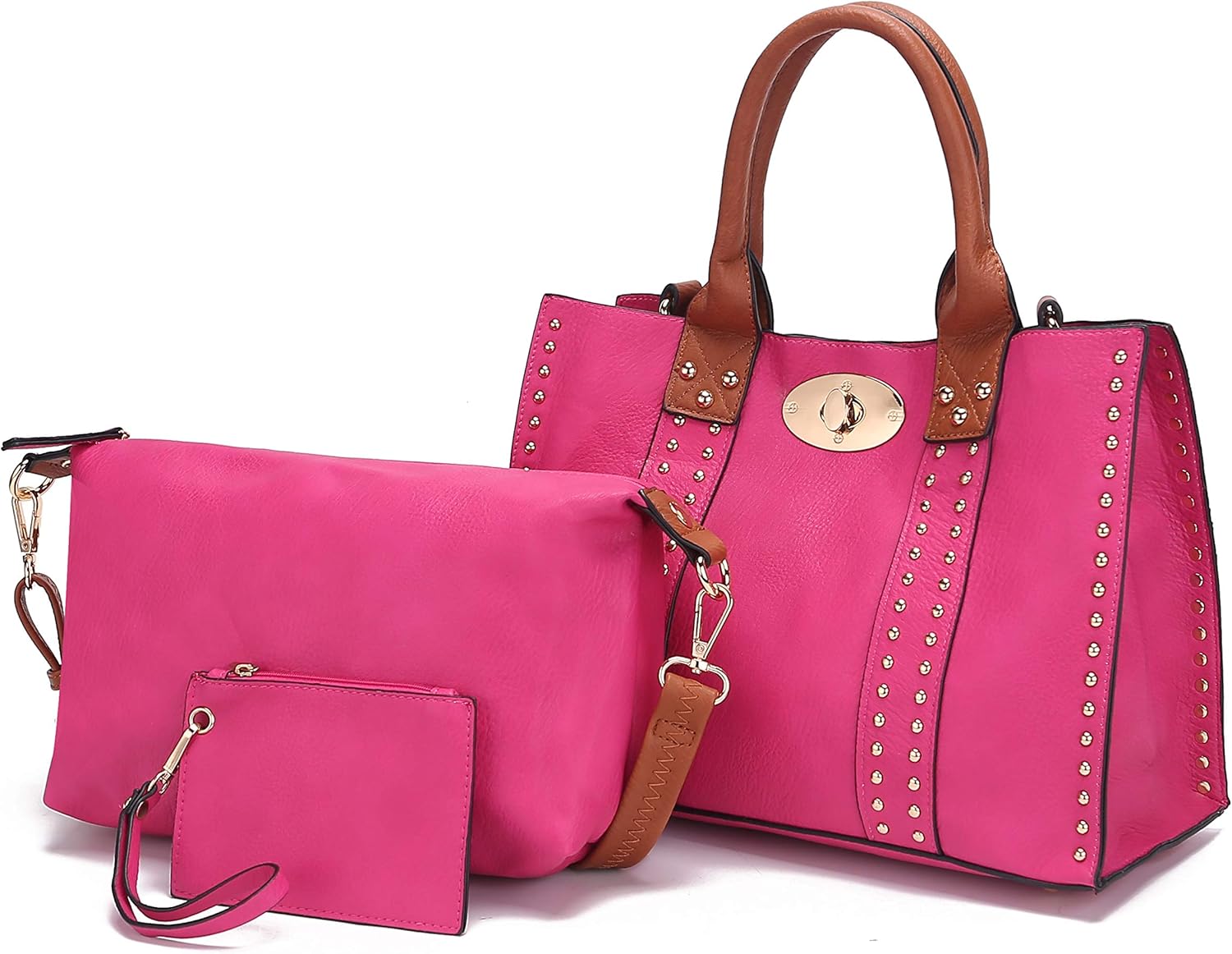 Amazon.com: Mia K Collection 3-PC Set, Studded Tote Bag for Women ...