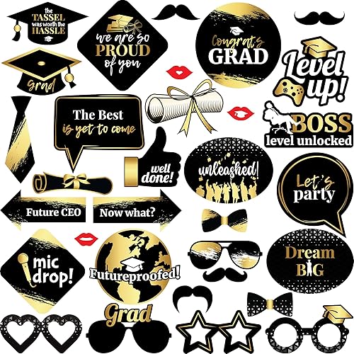 KatchOn, Graduation Photo Booth Props 2025 - Pack of 32 | Black and ...