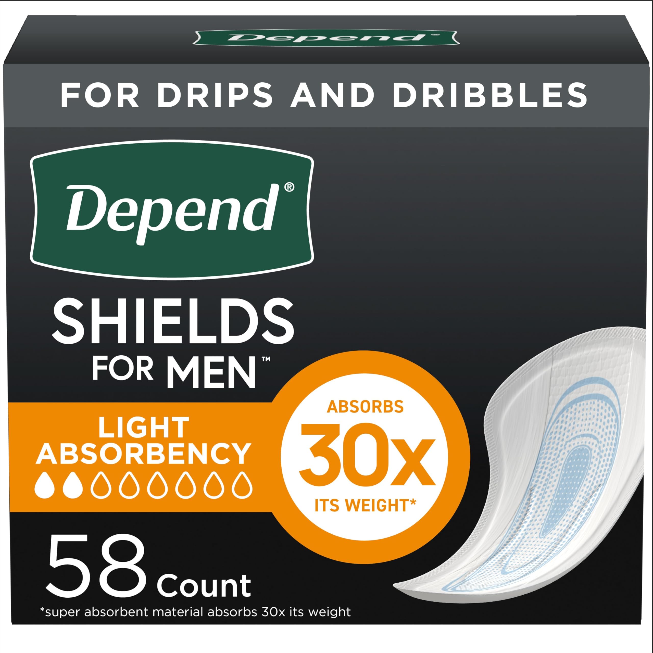 Depend Incontinence/Bladder Control Shields, Pads for Men, Light ...