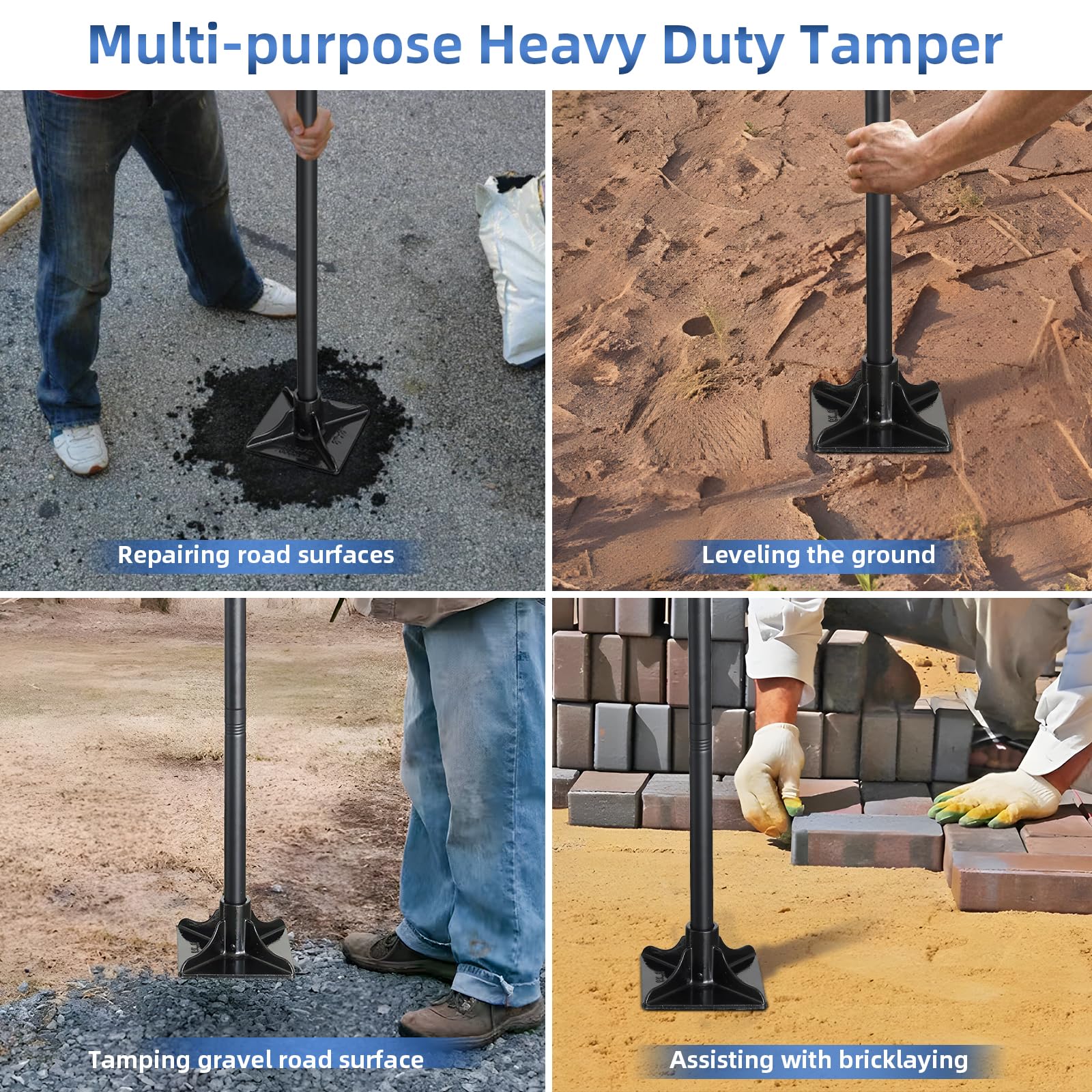 Mua Heavy Duty Steel Tamper, 8x8 Inches Ground Tamper Hand with 58 Inch ...