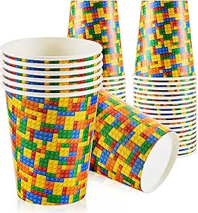 Amazon.com: 36 Pieces Building Block Paper Cups Brick Blocks 9 oz Party ...