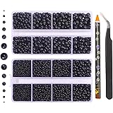 Amazon.com: 6540PCS Gold Resin Flat Back Pearls Rhinestones,Mixed Size 2/3/4/5/6/8/10mm Half ...