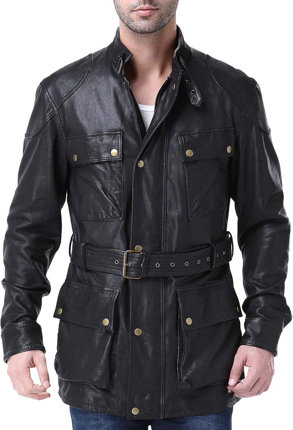 Airborne Leathers Men's Big-Tall Goat Skin Leisure Leather Coat 4XLT ...
