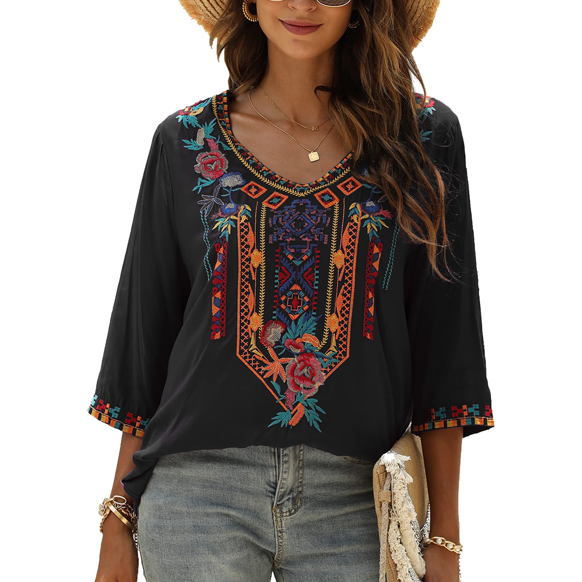 Grosy Bohemian Embroidered Tops for Women, Hippie Clothes, Mexican ...