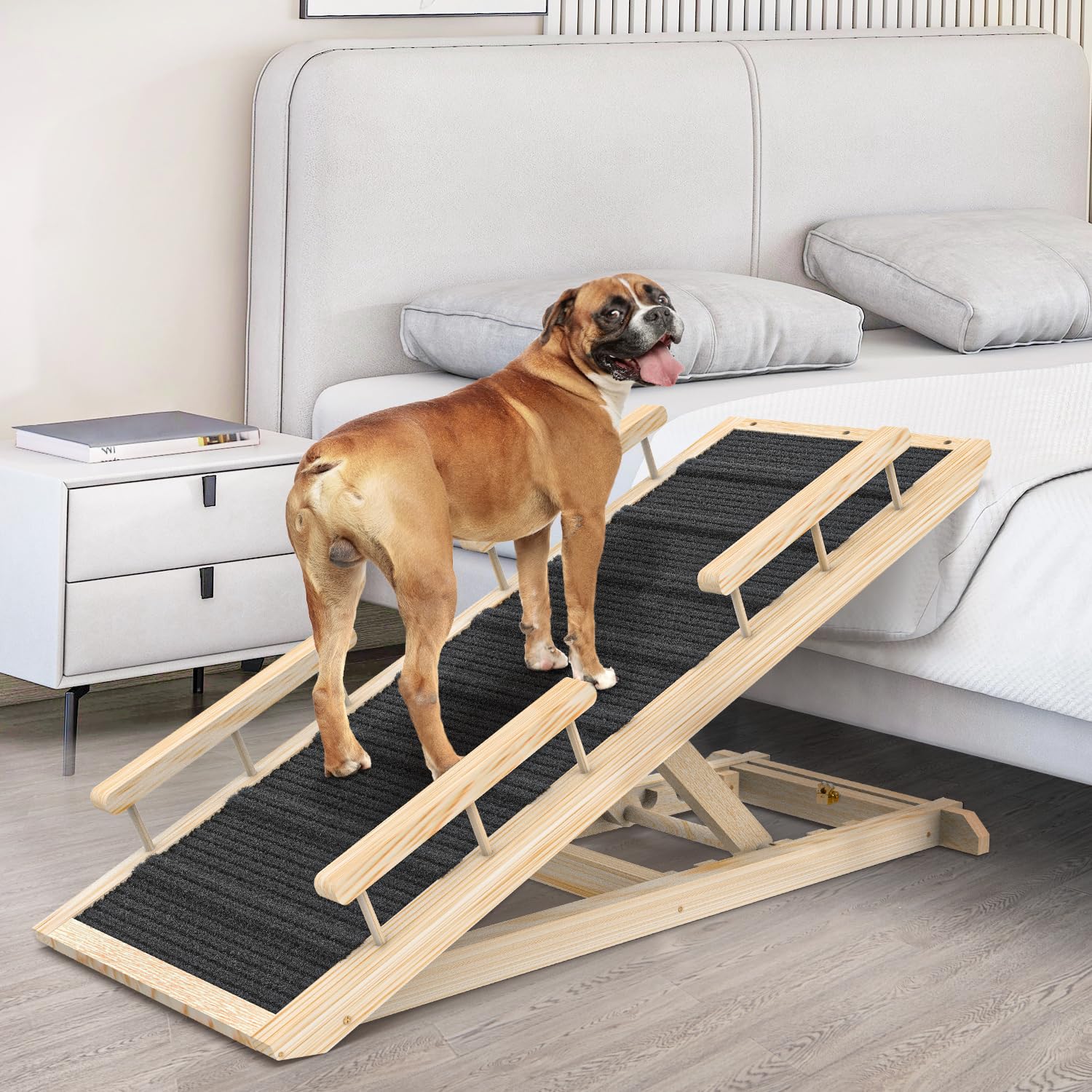 Dog Ramp for Couch, Bed or Car, Wooden 44" Long Pet Stairs for Small ...