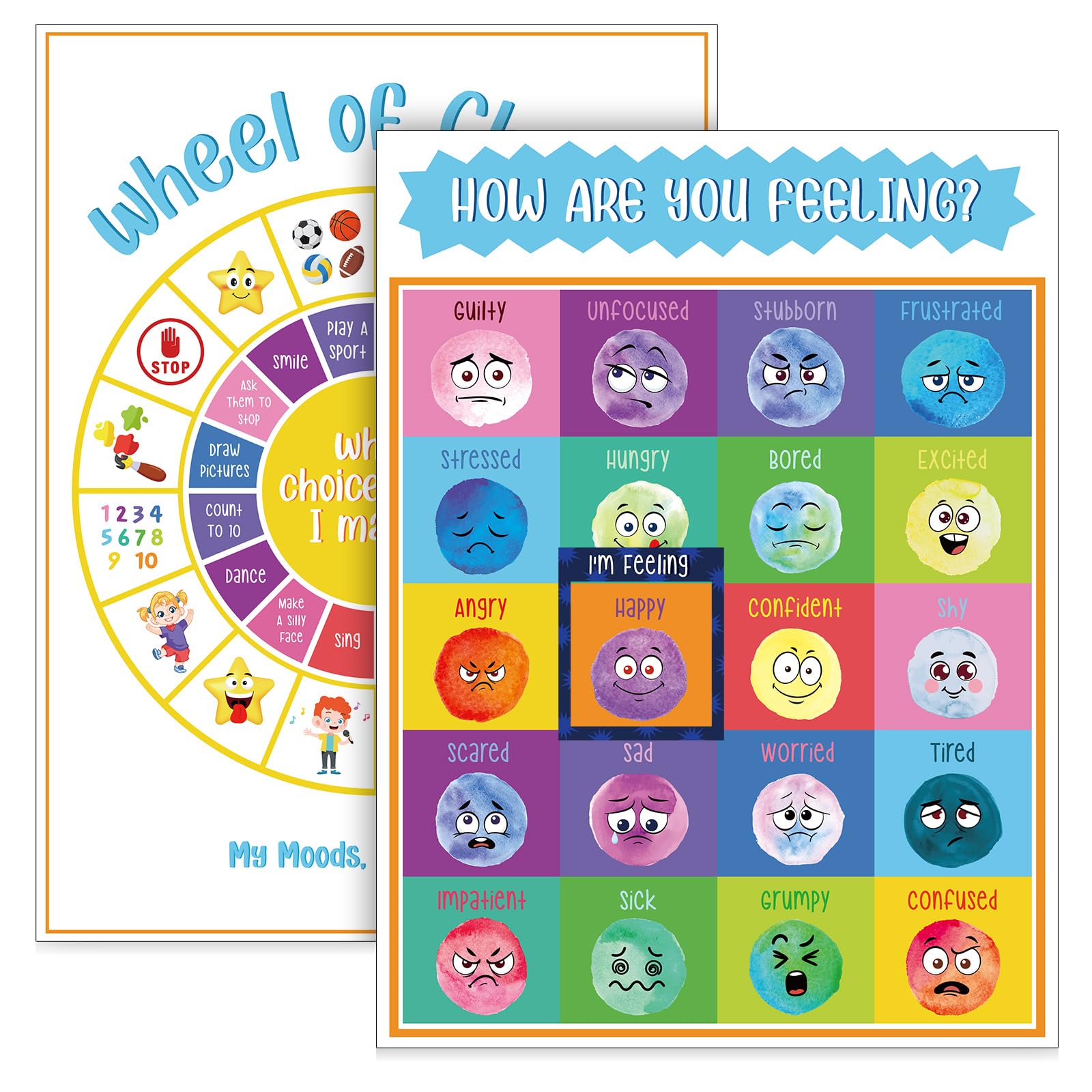 MotiMind Magnet Feelings Chart How Are You Feeling Emotions Chart Wheel ...