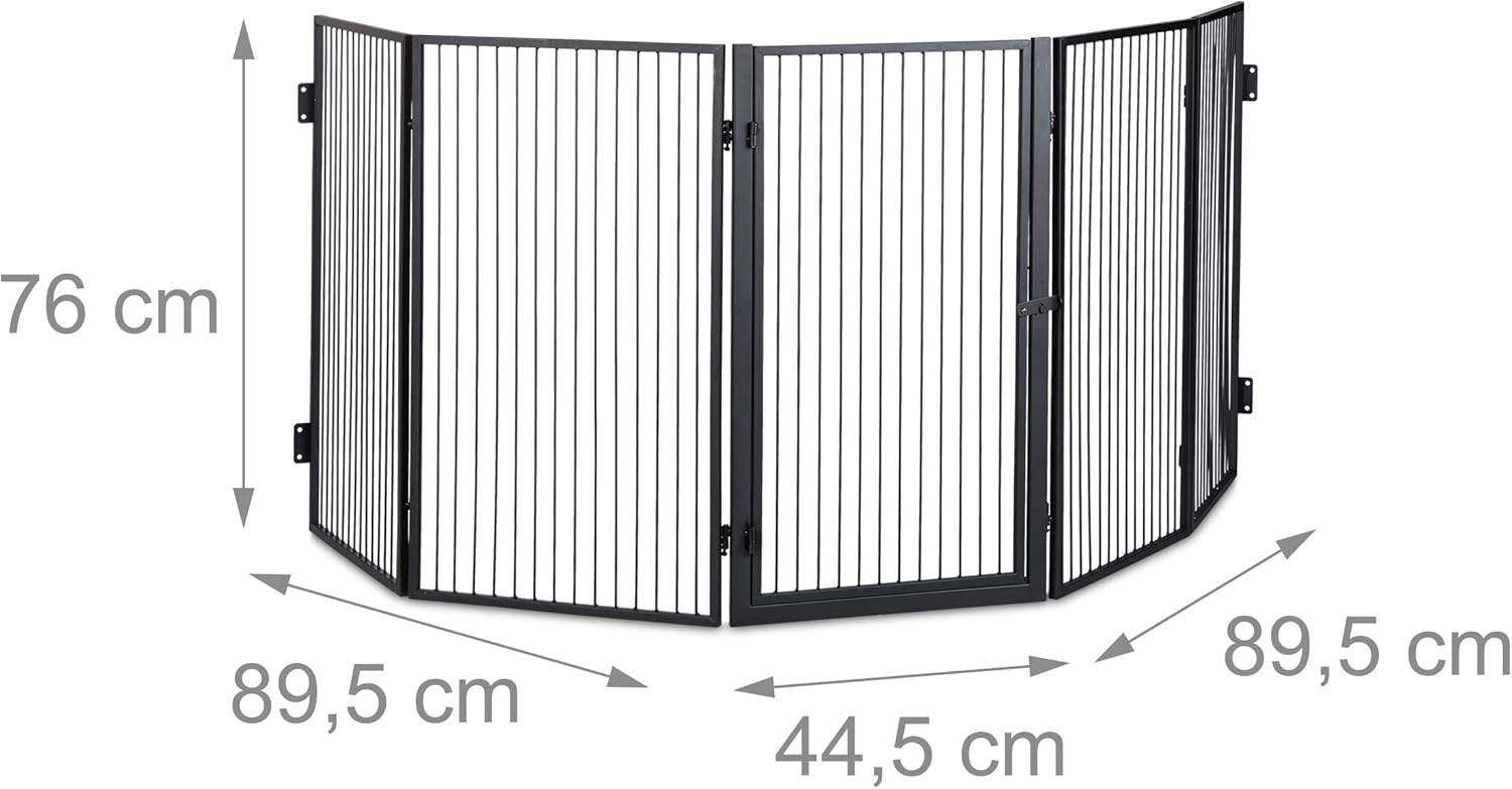 Relaxdays Metal Fireplace Screen, 5-Panel Safety Barrier, Spark Guard ...