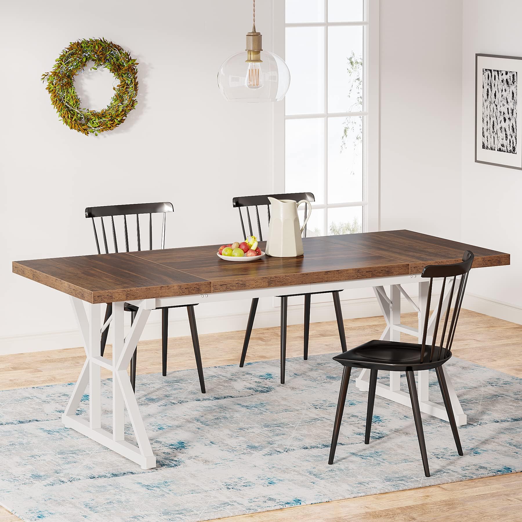 Tribesigns Farmhouse Dining Table for 6 People, 70.8-Inch Rectangular ...