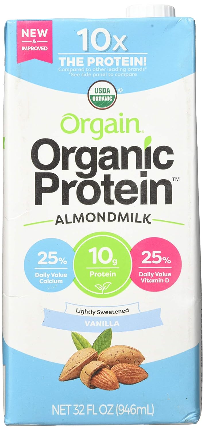 ORGAIN Organic Lightly Sweetened Vanilla Almond Milk, 32 FZ: Amazon.com ...