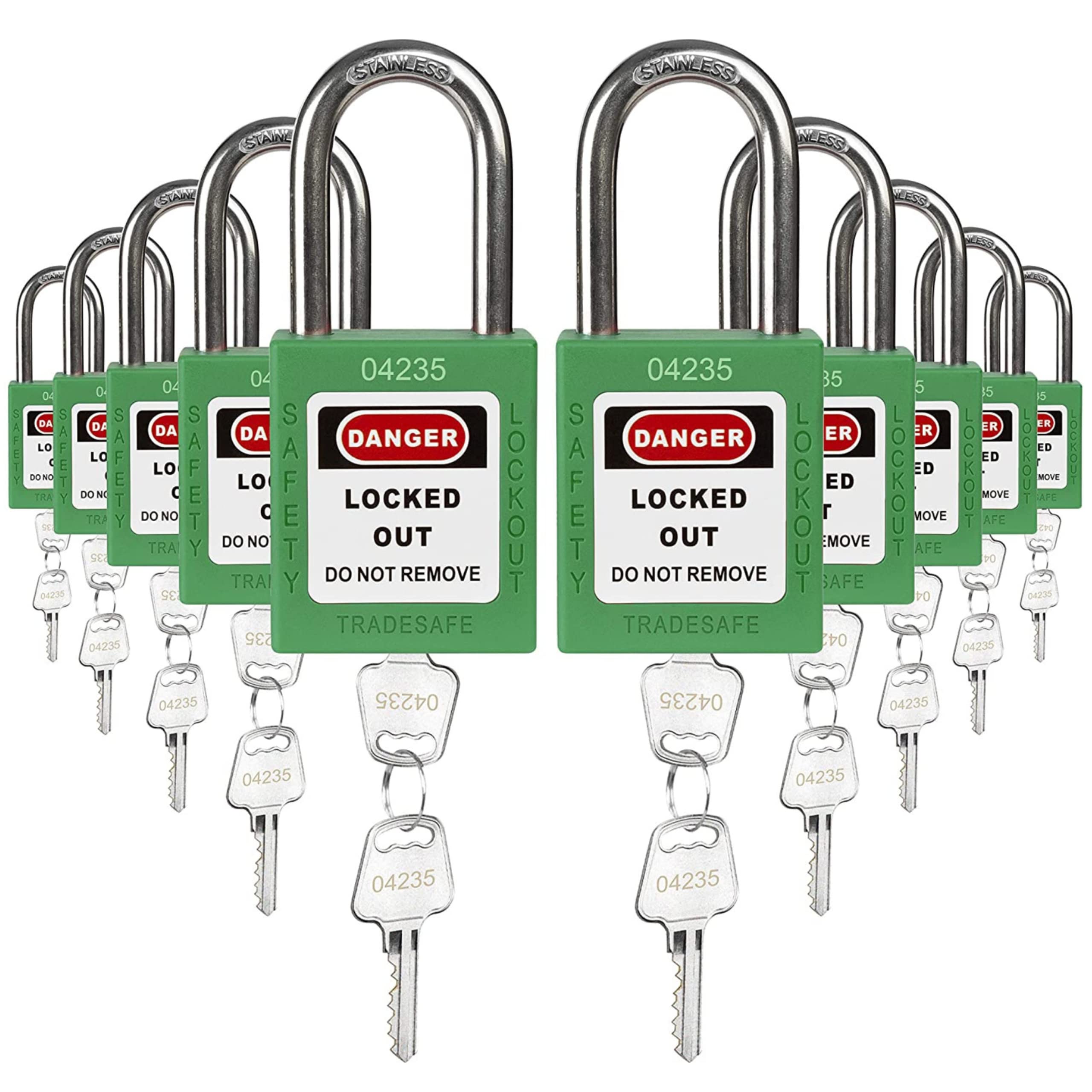 Mua Lockout Tagout Locks Set - 10 Green Keyed Alike Padlocks, 2 Keys ...