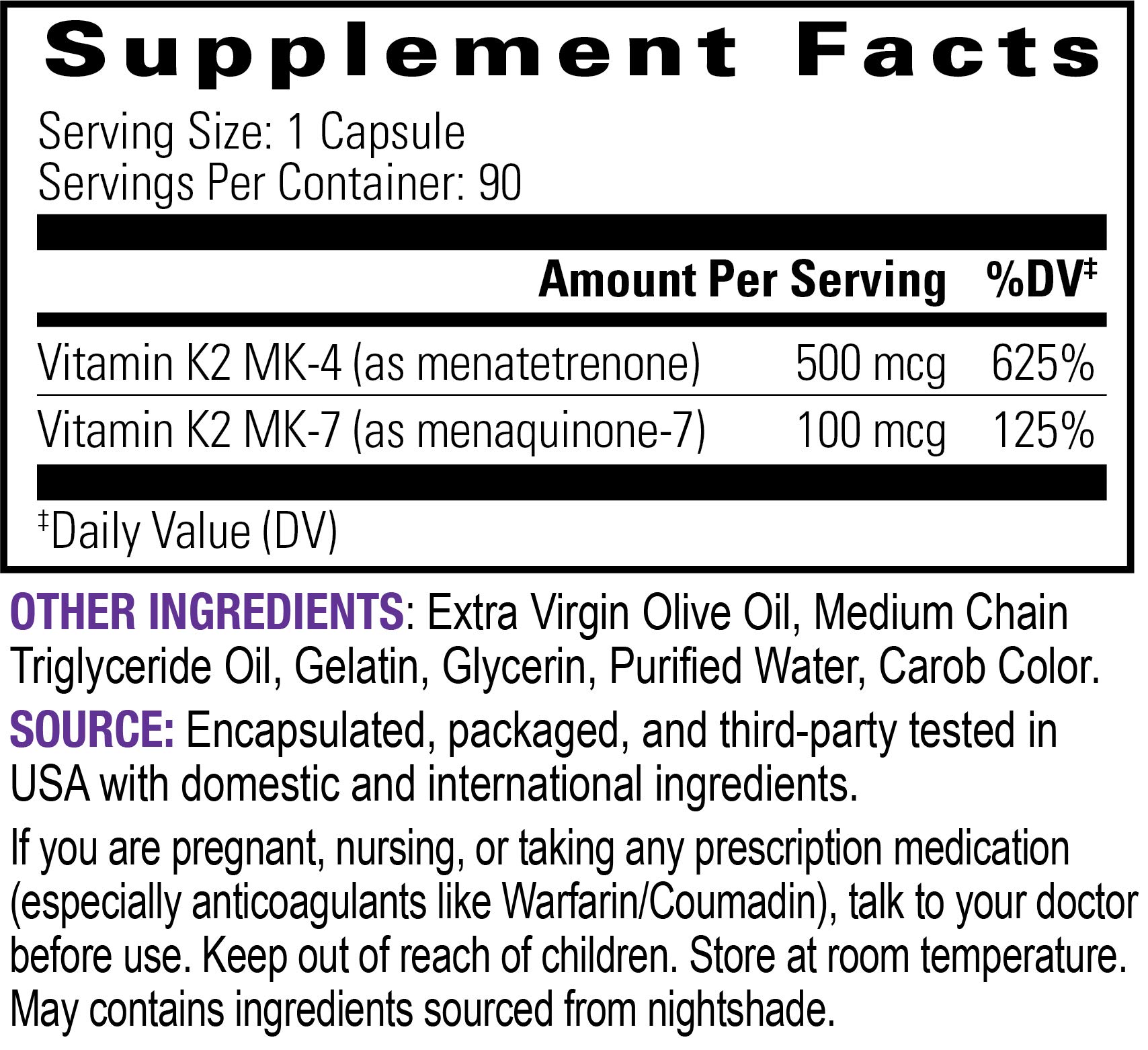 InnovixLabs Full Spectrum Vitamin K2 with MK-7 and MK-4. Pure Trans ...