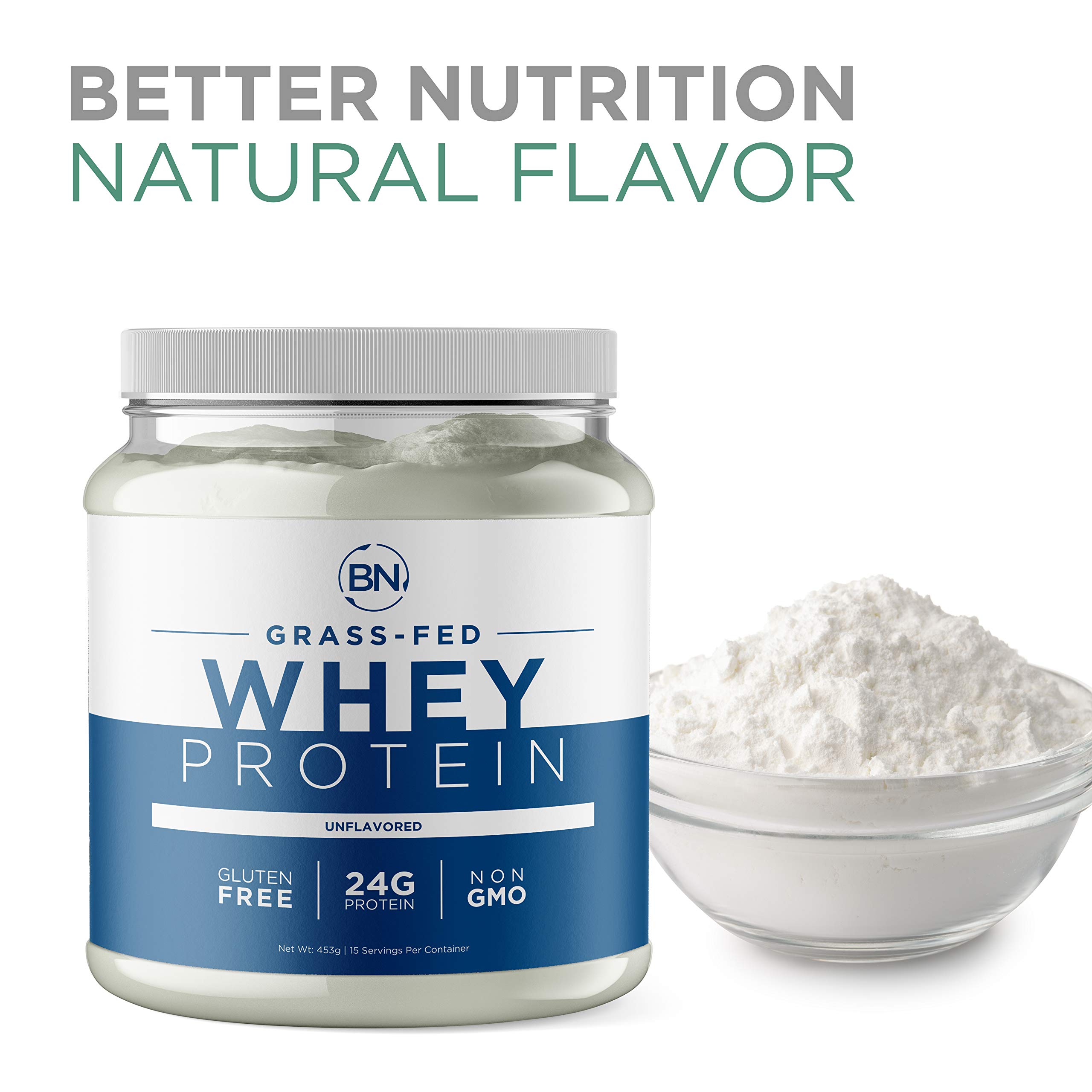 BNLABS Grass Fed Whey Protein Powder - 100% Pure and Natural – 24g High ...