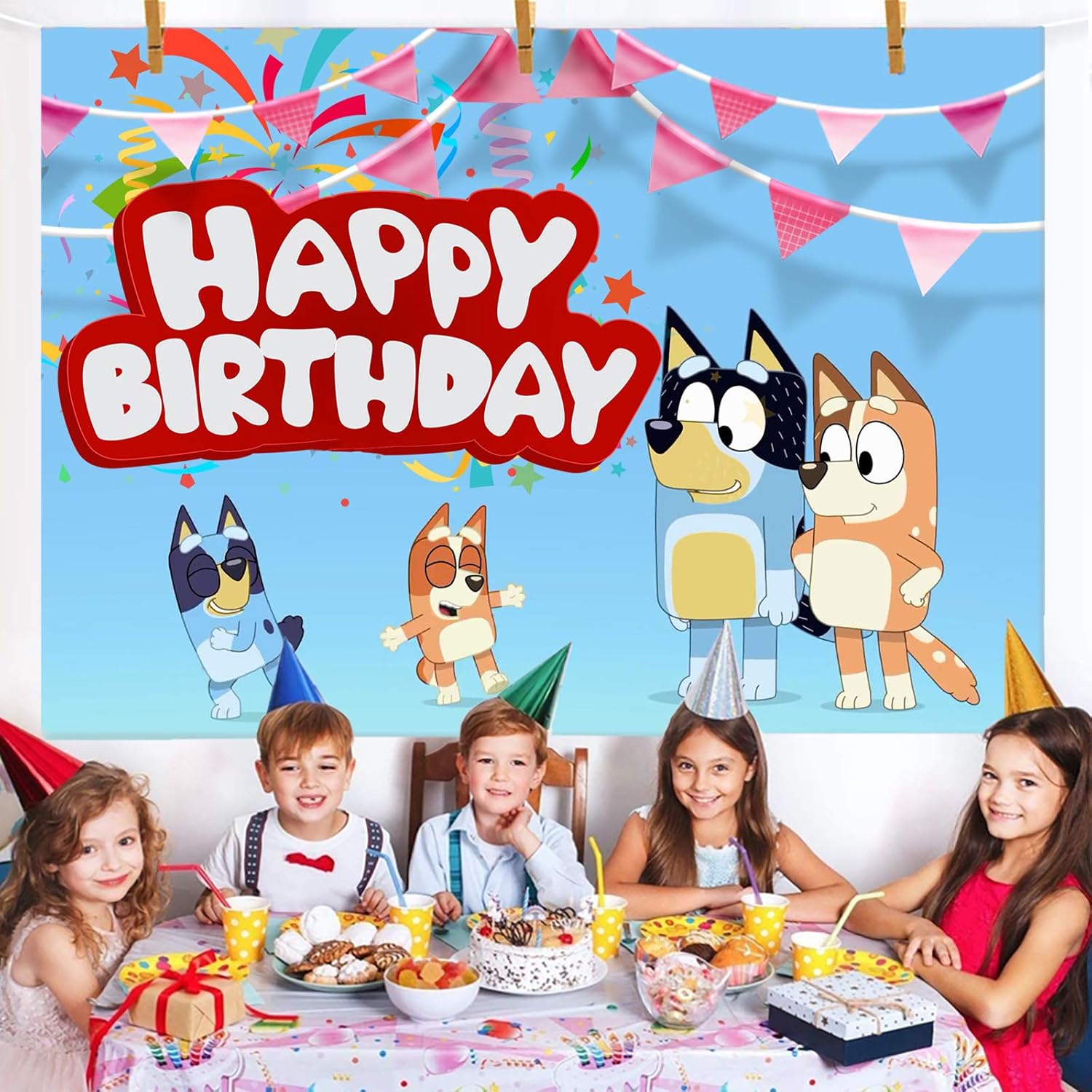 Electronics Bluey Theme Backdrops Girls Birthday Party Photography ...