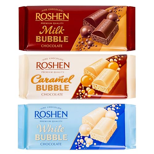 Roshen "Aerated" Assorted Flavors of White, Caramel and Milk chocolate ...