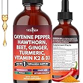 Amazon.com: Clean Nutra Cayenne Pepper Drops Supplement Liquid + Hawthorn Berry, Vitamin D3 K2 ...