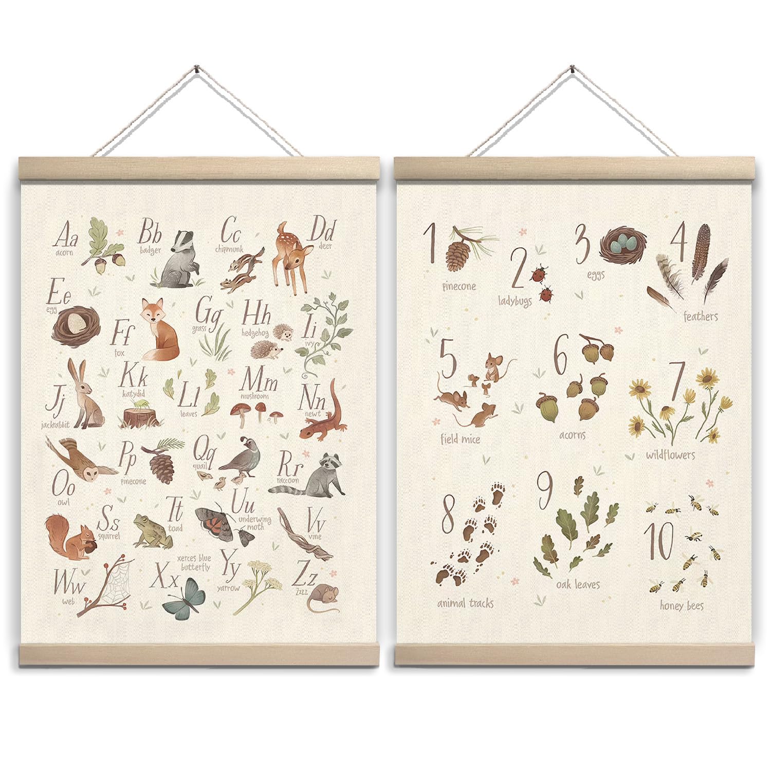 Alphabet Poster for Toddlers, Retro Numbers Animal Alphabet Chart Wall ...