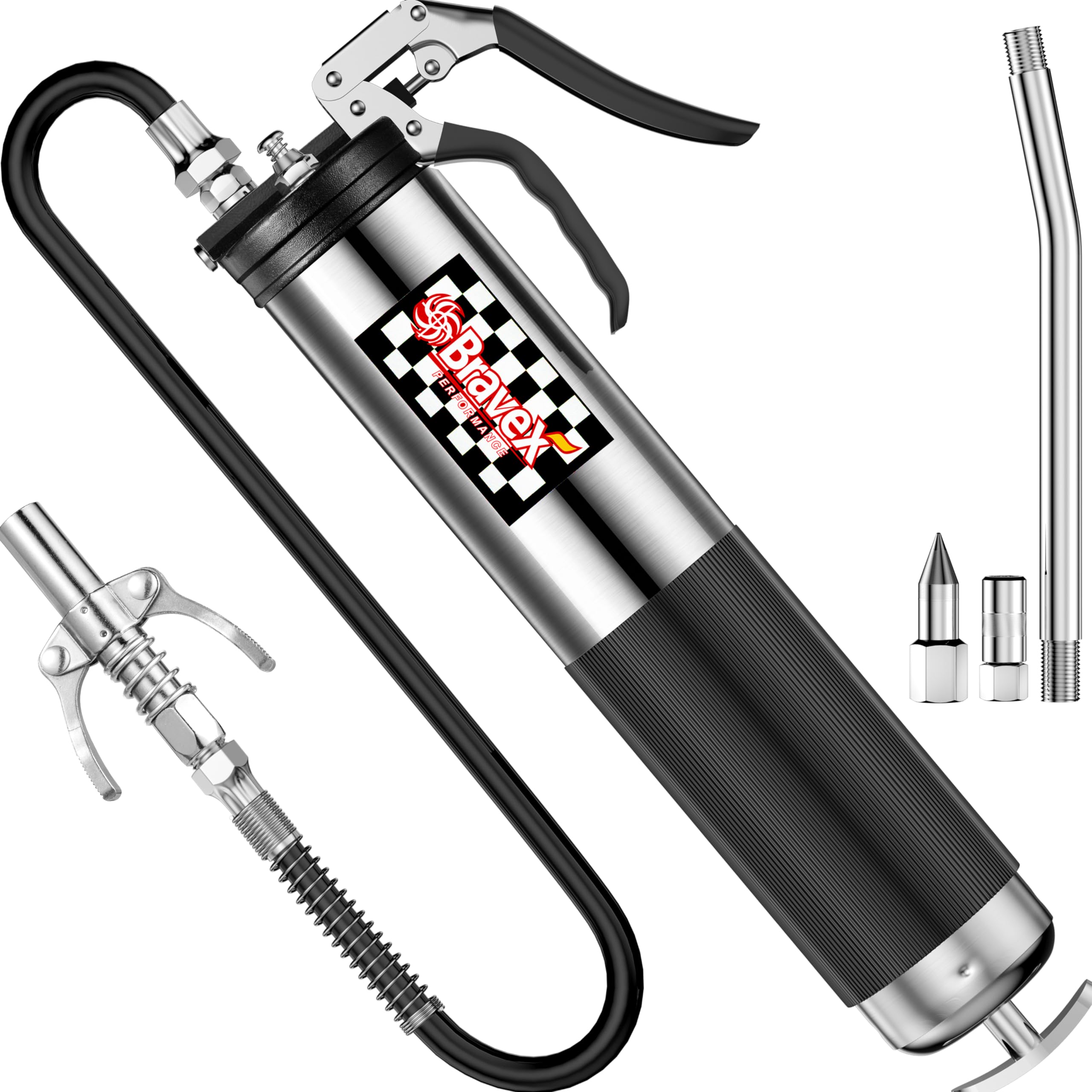 Bravex Grip Grease Gun Heavy Duty Professional 6000 PSI W/Quick Release ...