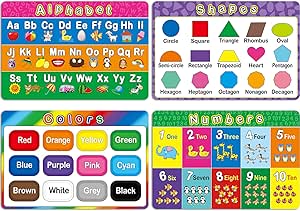 Amazon.com: 4 Pieces Educational Preschool Placemats for Toddlers and ...
