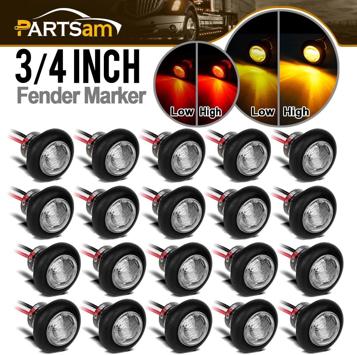 Amazon.com: Partsam 20 x 3/4" Round Led Light Trailer Boat Marker ...