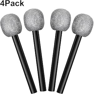 Amazon.com: 4 Packs Silver Glittered Microphone Pretend Toy Microphone ...