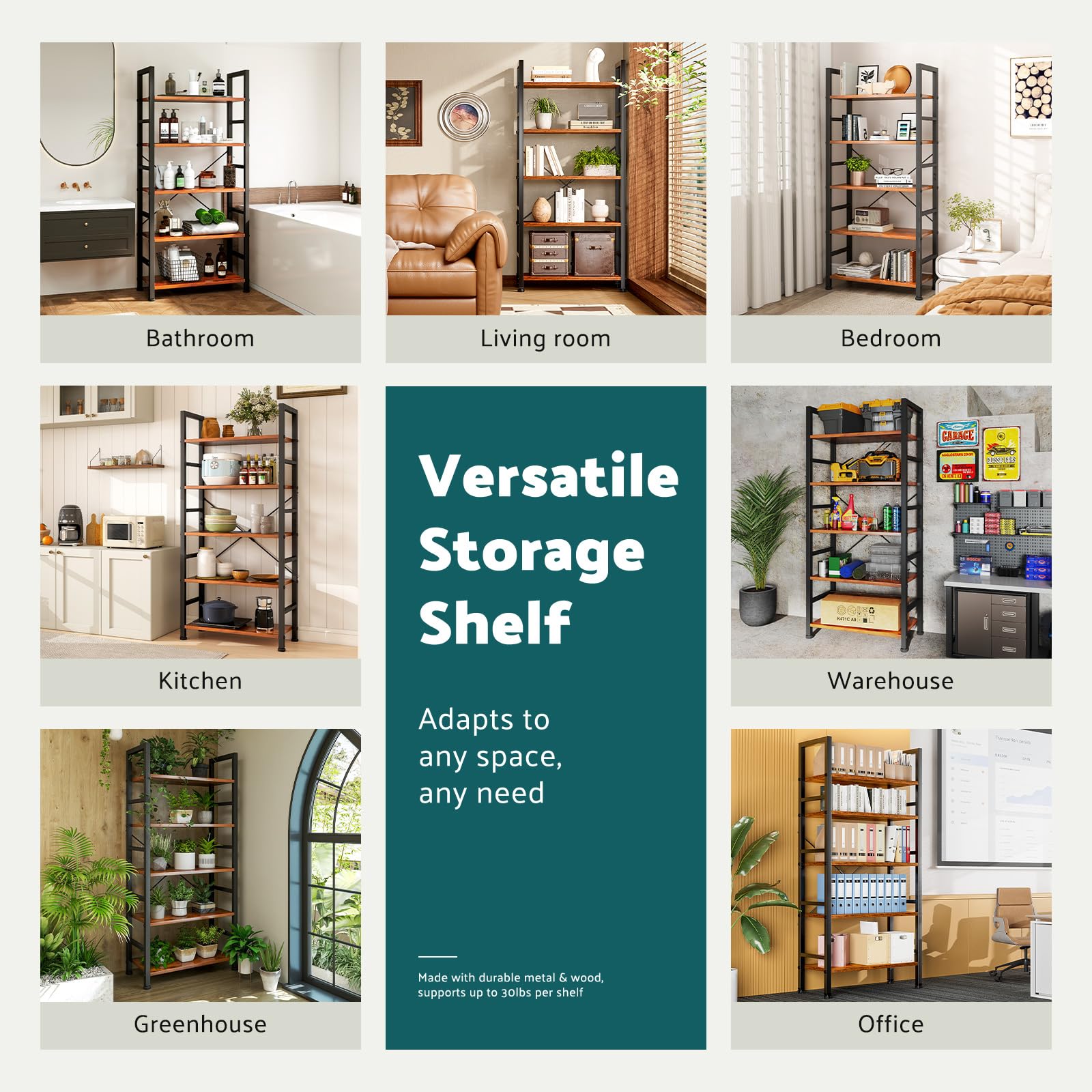 SMUG Book Shelf, 5 Tier Bookshelves Tall Modern Bookcase Shelf ...