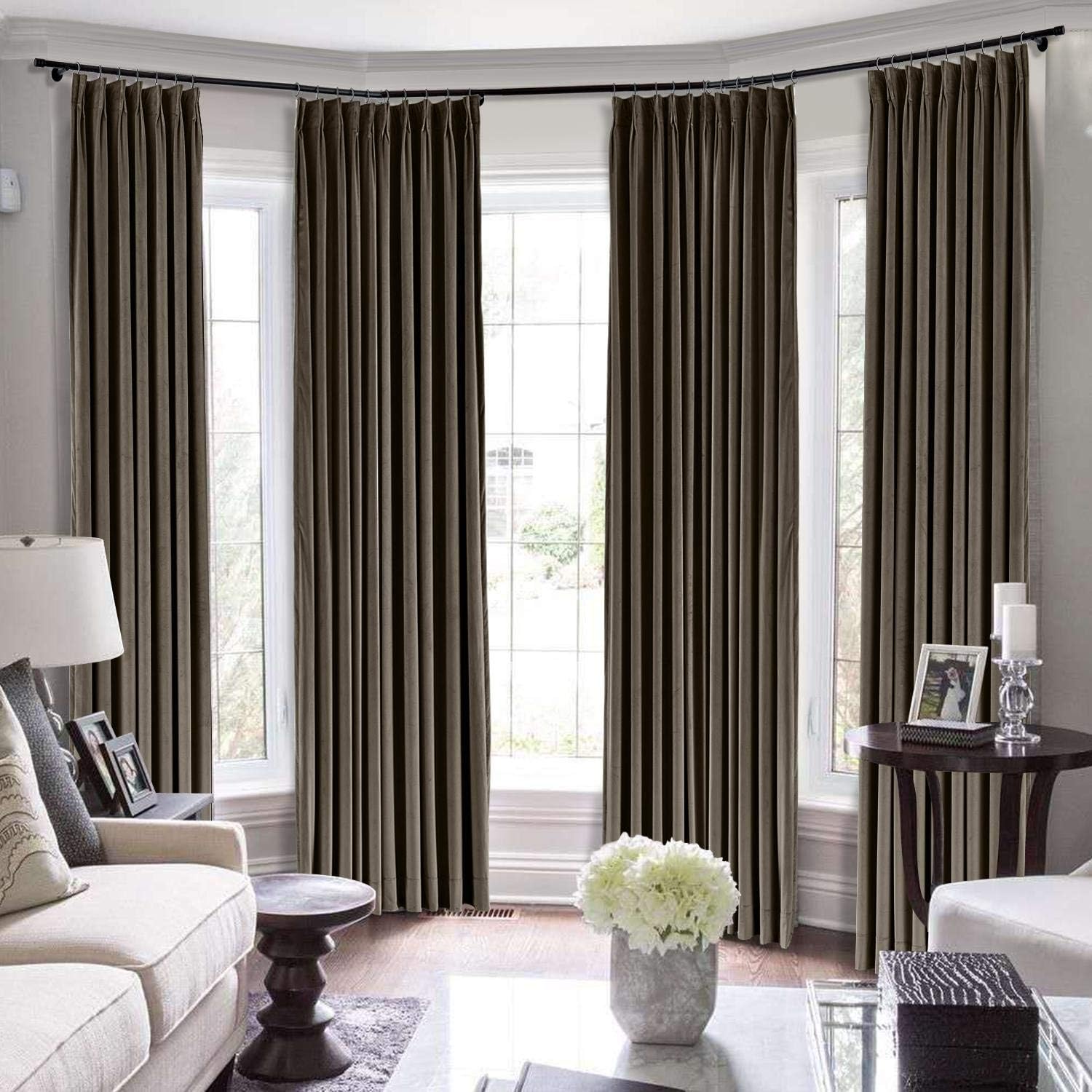 Amazon.com: TWOPAGES Pinch Pleated Drape Extra Long Curtains, 84 Inch ...