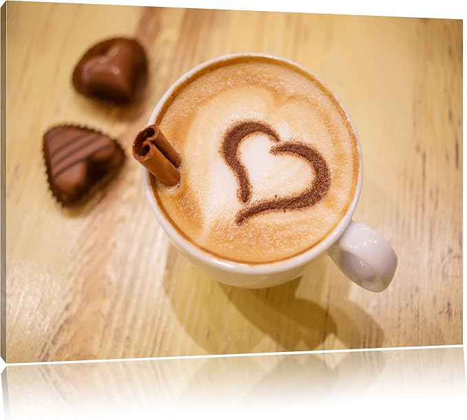 Kaffee Coffee Herz aus Schaum Cappucino Format: 120x80 cm auf Leinwand ...