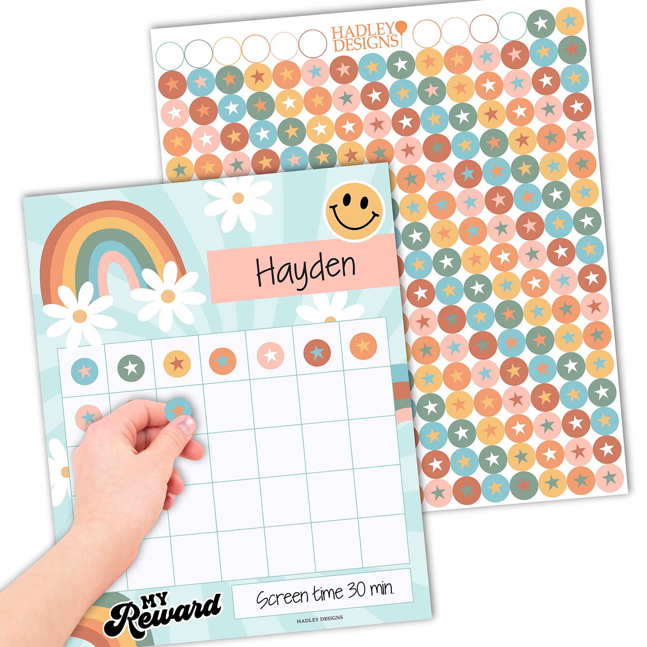 Hadley Designs 25 Retro Reward Sticker Chart For Kids Behavior Chart ...