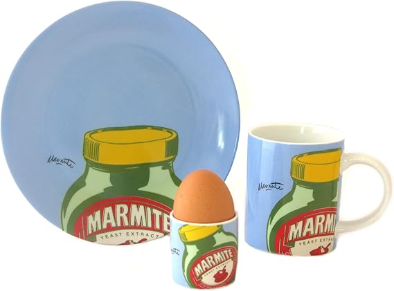 Marmite Mug, Plate & Egg Cup Light Blue Breakfast Set by ECP Design ...