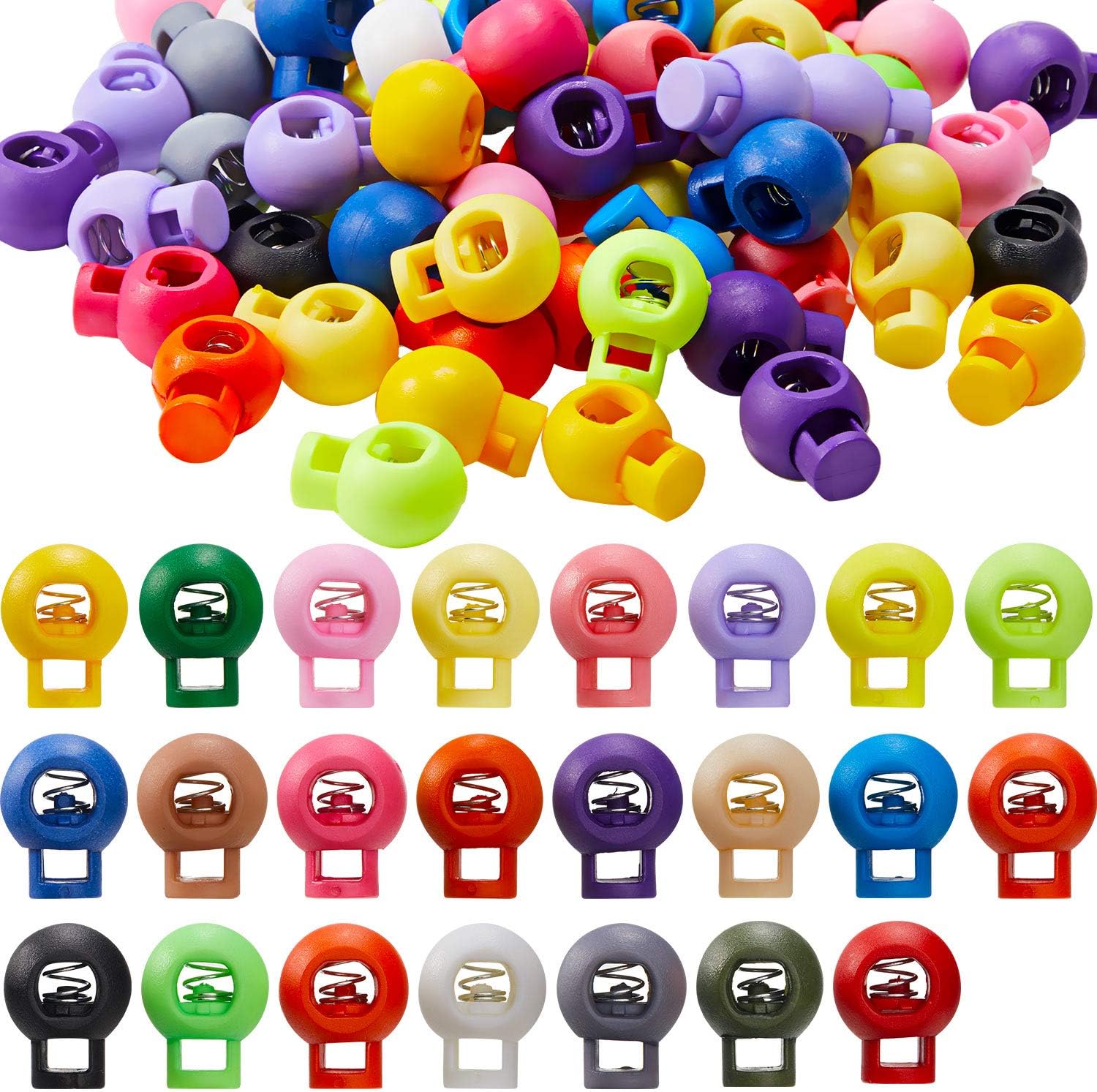 Amazon.com: 80 Pieces Plastic Spring Cord Locks Colorful Round Toggle ...