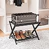 Smart FENDEE Fully Assembled Black Bamboo Luggage Rack, 5 Straps ...