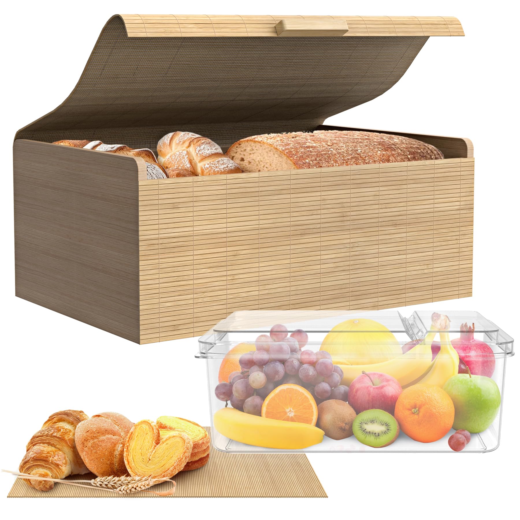 LOHASOK Bread Box for Kitchen Countertop Large Farmhouse Bread ...