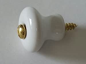 White Ceramic Knob Brass Screw in (Pack of 3) Front Mount - - Amazon.com