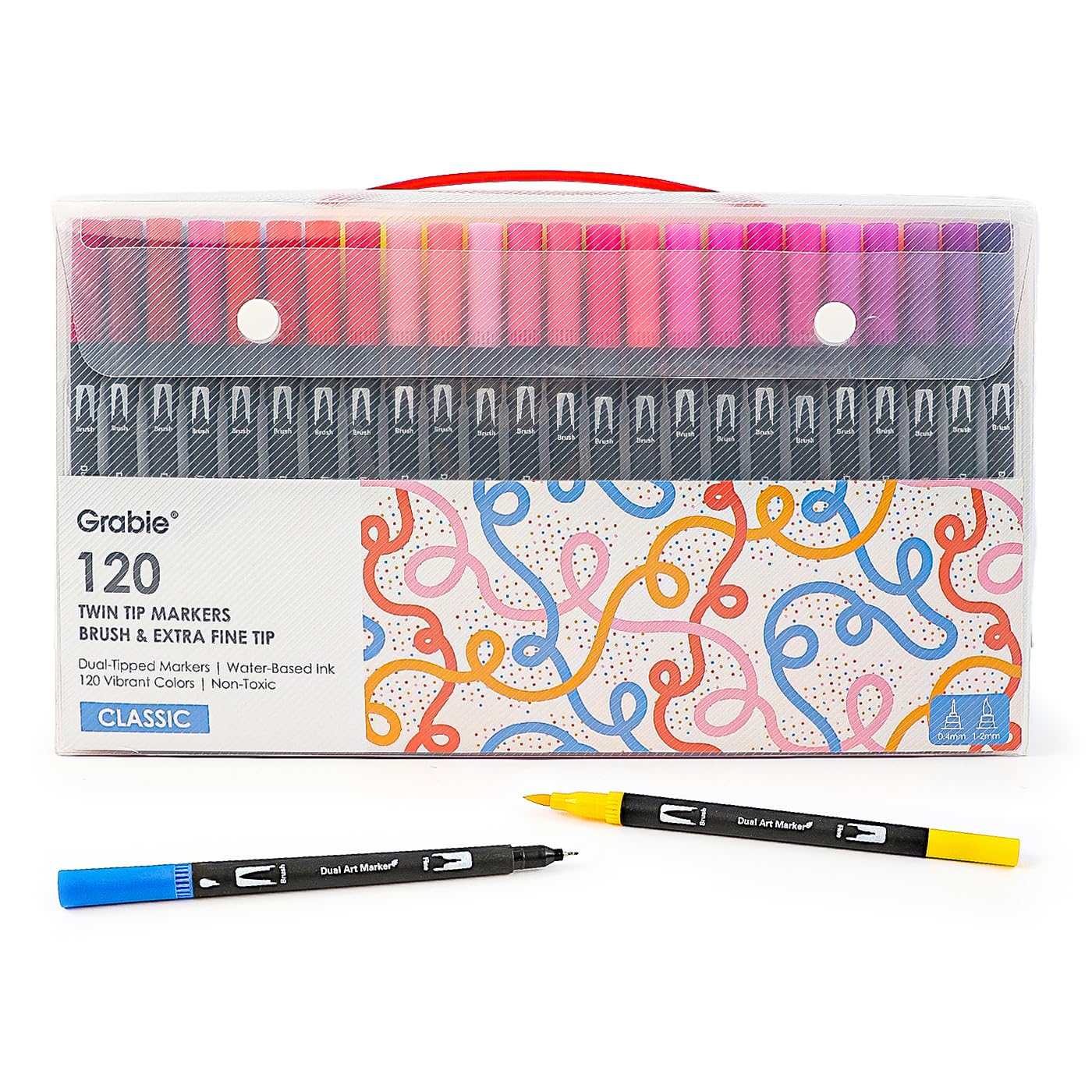 Grabie 120 Colors Dual Tip (Brush and Fine Point) Marker for Adult ...