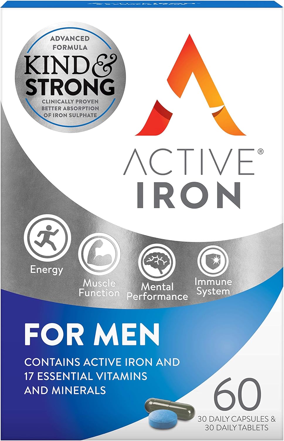 Active Iron For Men | 30 Iron Tablets & 30 Multivitamin Tablets | Iron ...