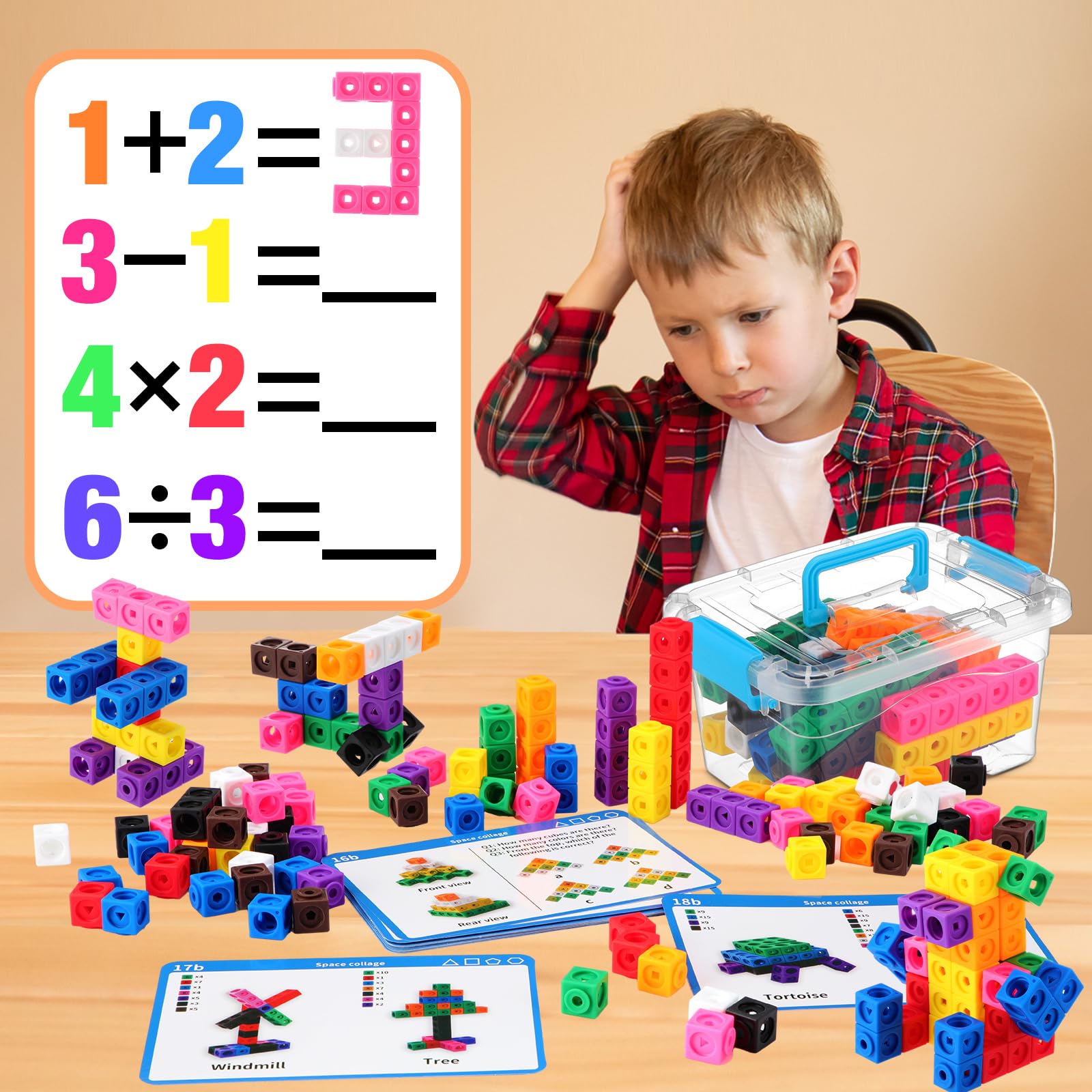 Mua 119 Pcs Math Cubes with Activity Cards Counting Blocks with Storage ...