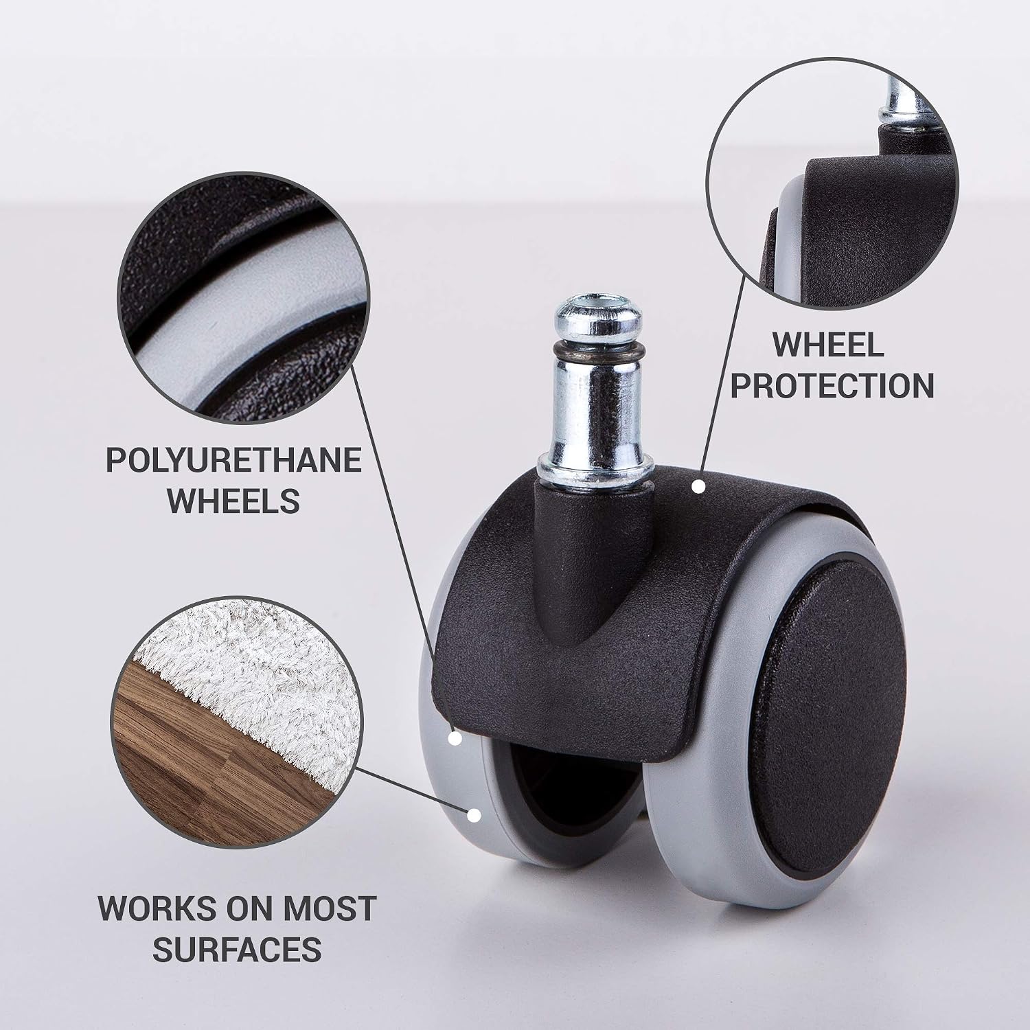 (for 1 Chair) 50 mm Rubber Chair Wheels Office Chair Castors ...
