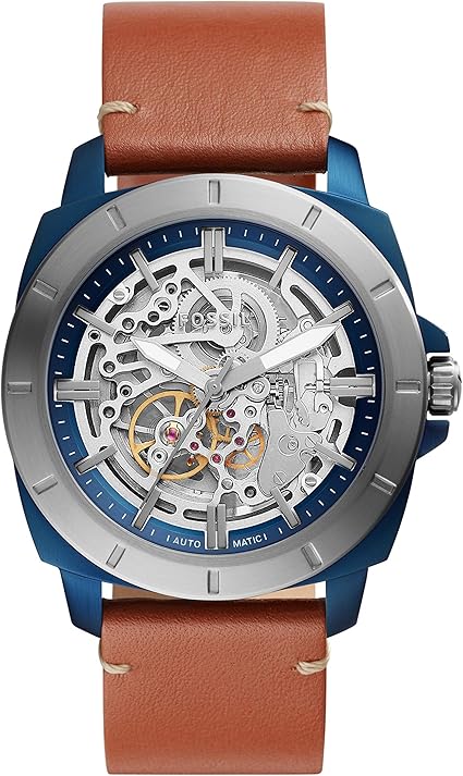 Fossil Herren Leder Automatikuhr BQ2427: Amazon.de: Uhren