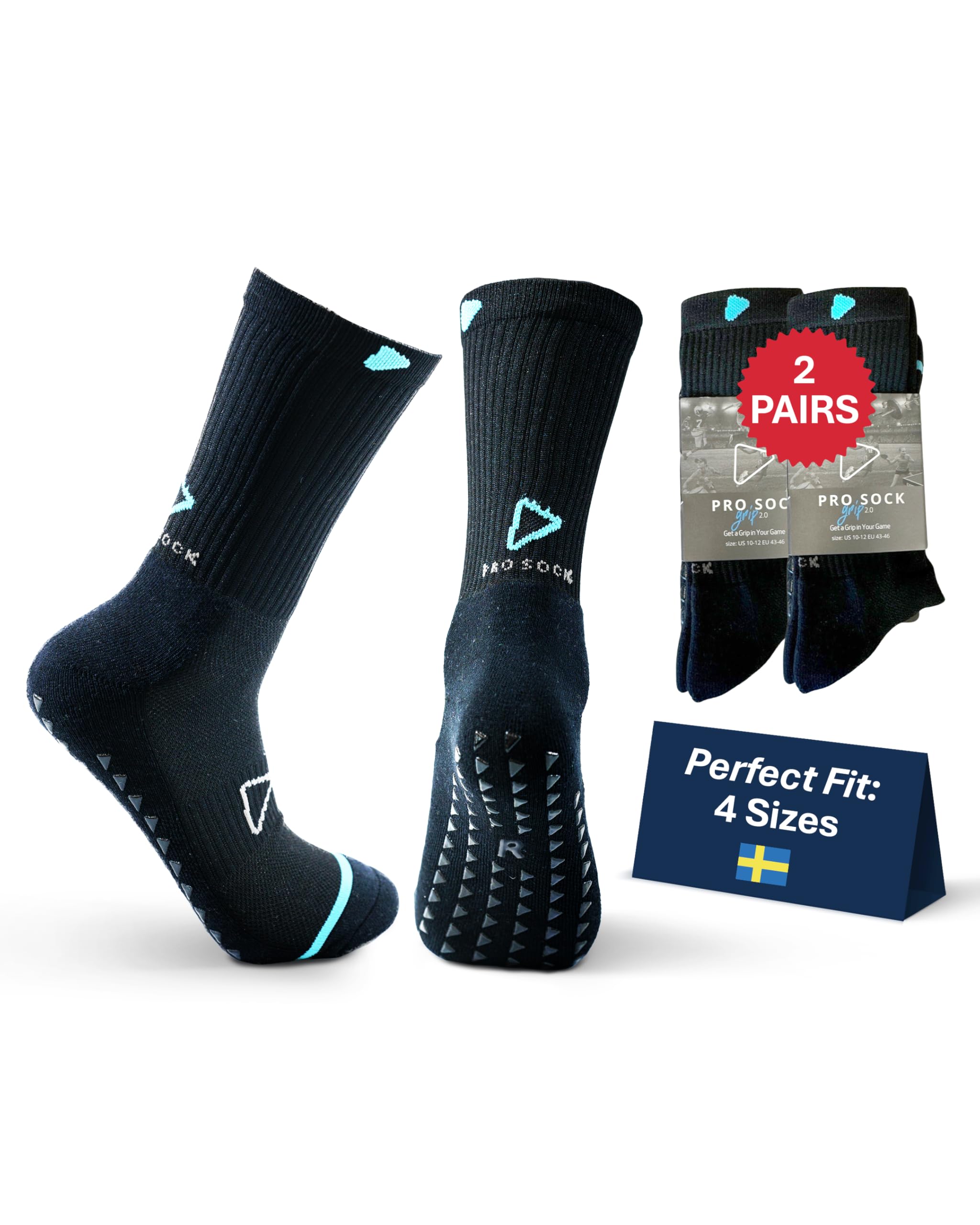 PRO SOCK Premium Soccer Grip Socks Men, Women and Youth, 2 Pairs Non ...