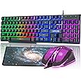 Amazon.com: Gaming LED Wired Keyboard and Mouse Combo with Emitting ...