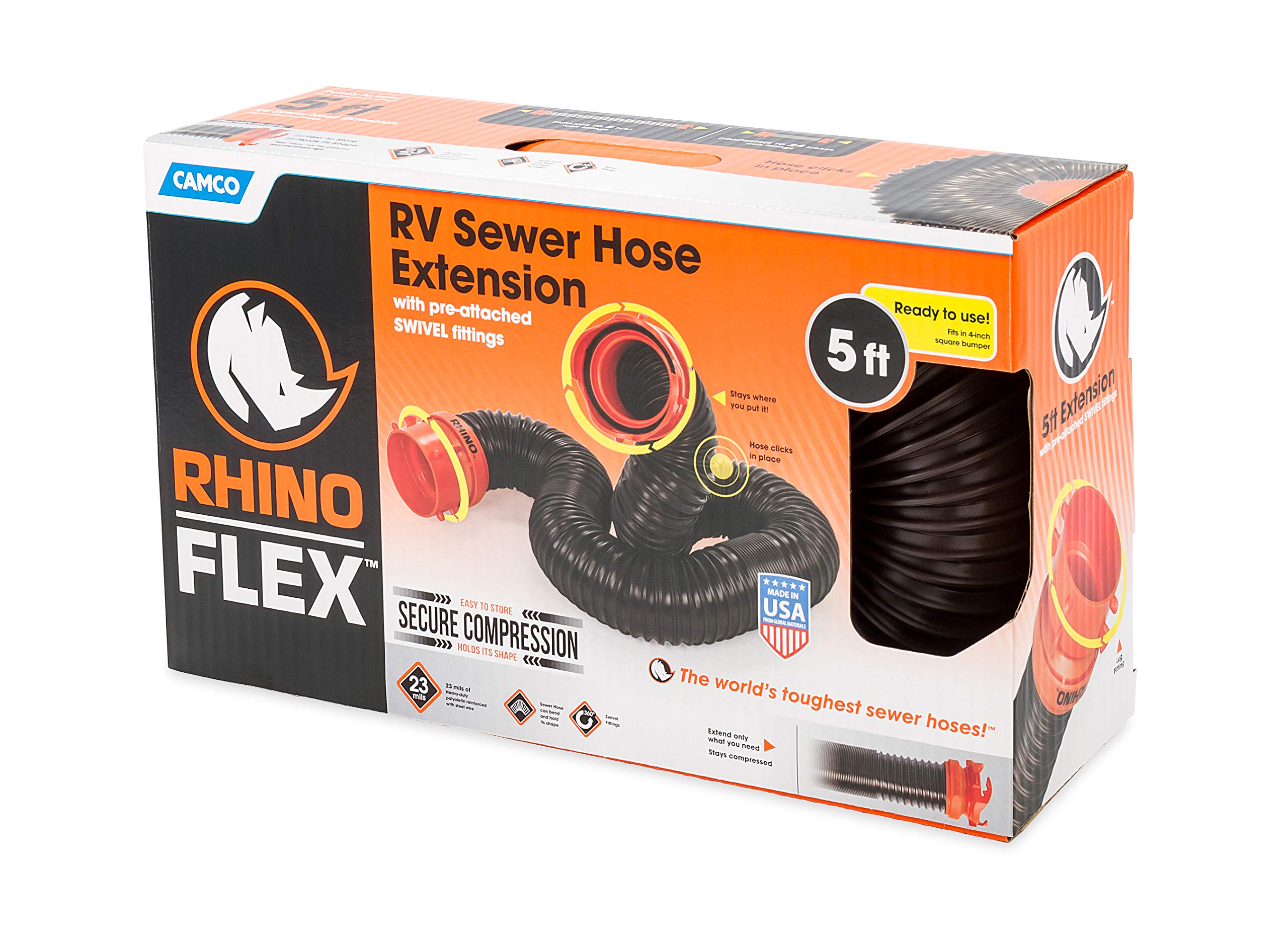 Mua Camco RhinoFLEX RV 5ft Sewer Hose Extension Kit with Swivel Fitting ...