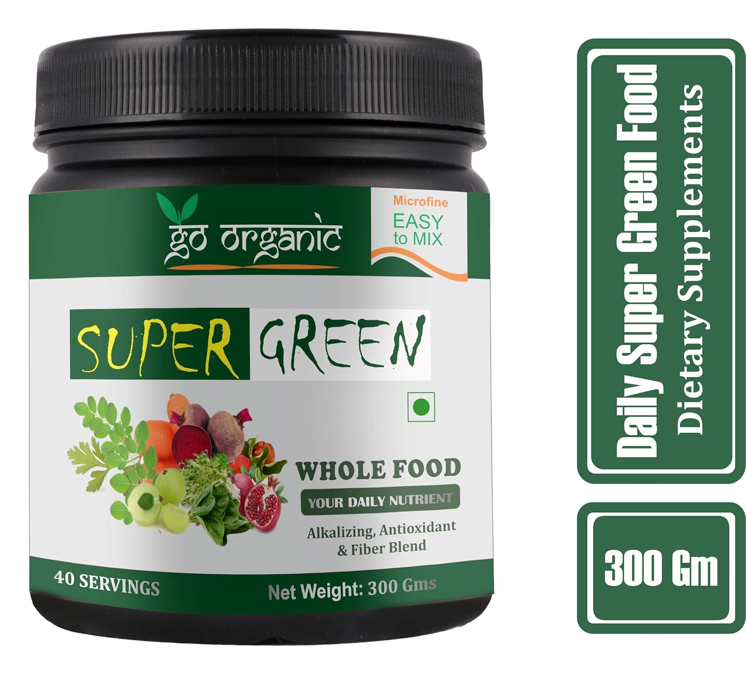 Go Organic Super Green Powder Raw Plant-Based Nutrition, Spirulina ...